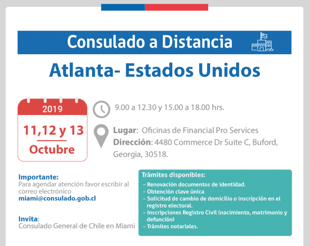 Consulado de Chile en Estados Unidos, Atlanta | Información y Trámites...